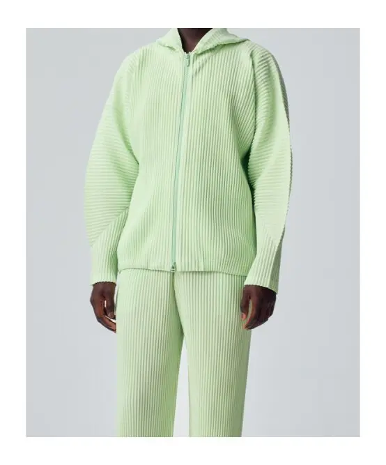 Issey Miyake Pleated Hooded Jacket - Bright Green