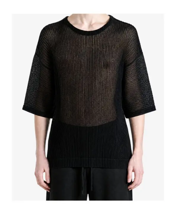 Issey Miyake Pleated Semi-sheer T-shirt - Black