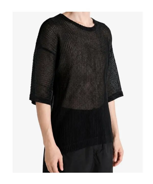 Issey Miyake Pleated Semi-sheer T-shirt - Black