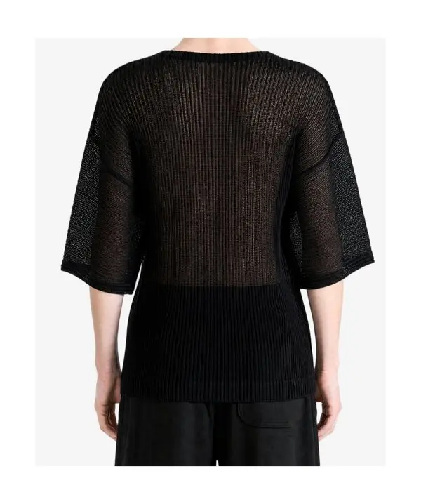 Issey Miyake Pleated Semi-sheer T-shirt - Black