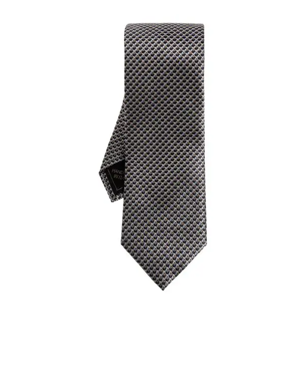 Brioni Geometric Pattern Tie - Silver