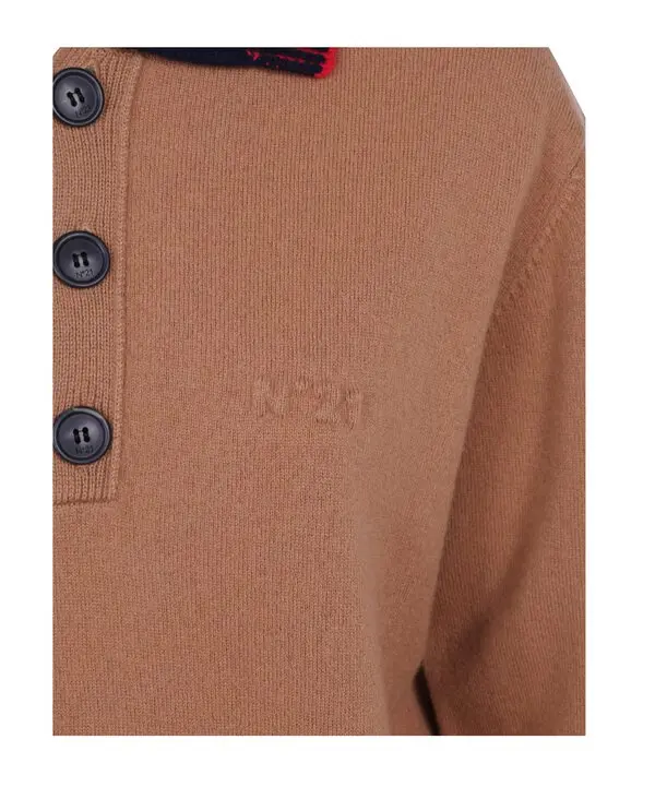 N.21 Long-sleeve Knitted Polo Shirt
