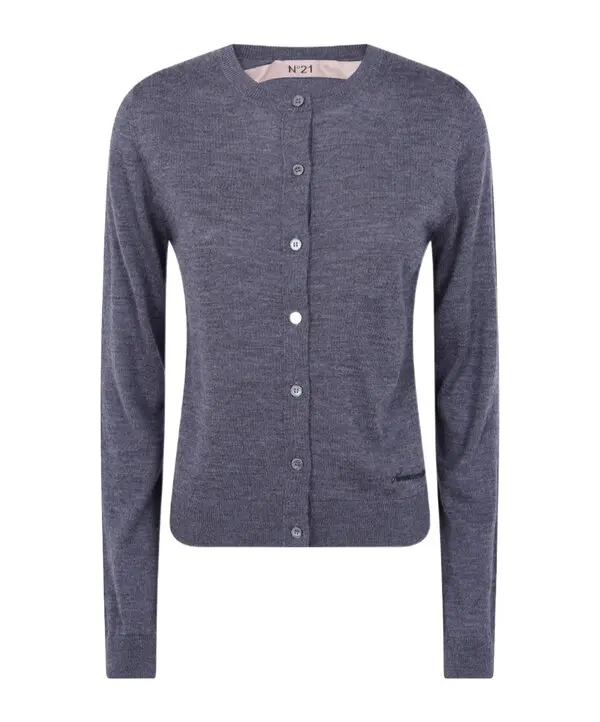 N.21 Crew-neck Cardigan - Medium Grey Melange