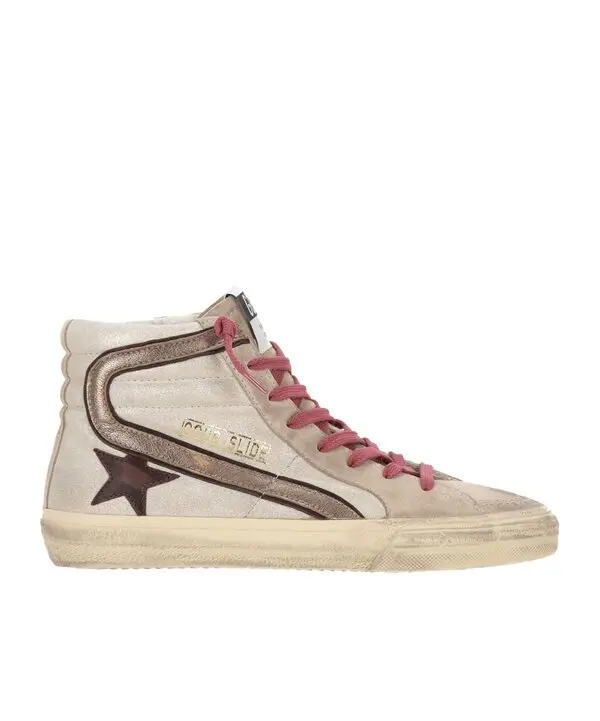 GOLDEN GOOSE Slide Shimmer High-top Sneakers - Beige