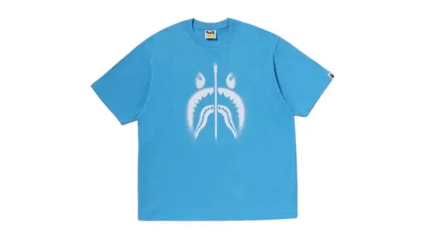 A BATHING APE Spray Shark Relaxed Fit T-shirt - Sky Blue