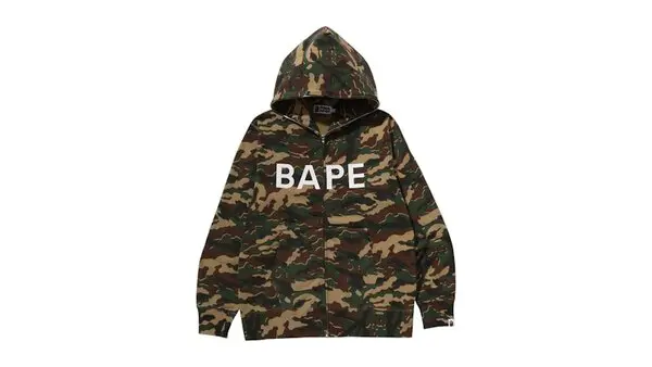 A BATHING APE Glitch Woodland Camo Full Zip Hoodie - Green