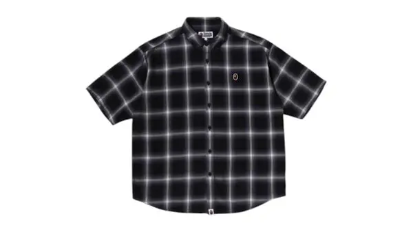 A BATHING APE One Point Ombre Check Light Flannel Short Sleeves Shirt