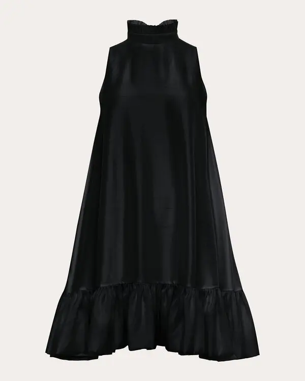 Azeeza Alcott Poplin Trapeze Mini Dress - Black