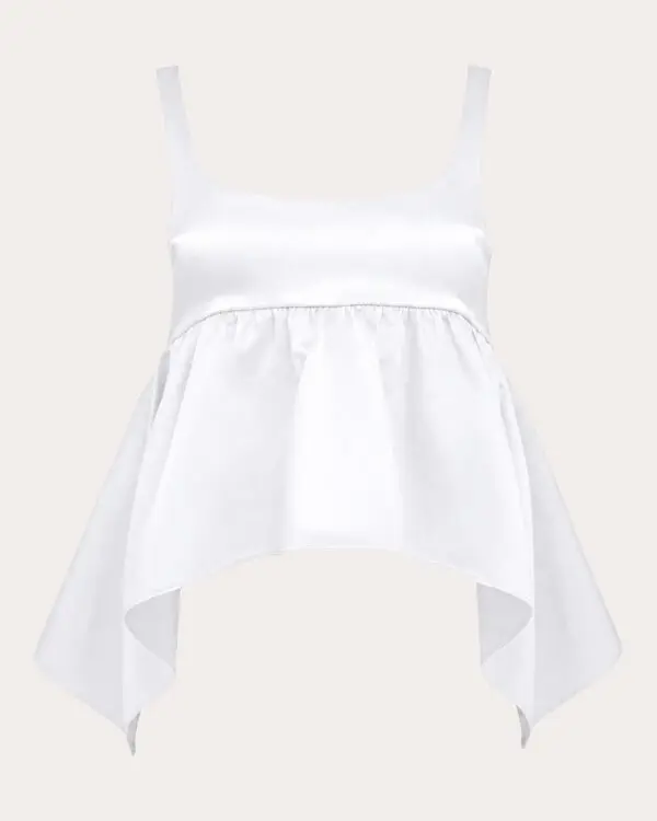 Azeeza Esme Cupro Satin Empire-waist Peplum Top - White
