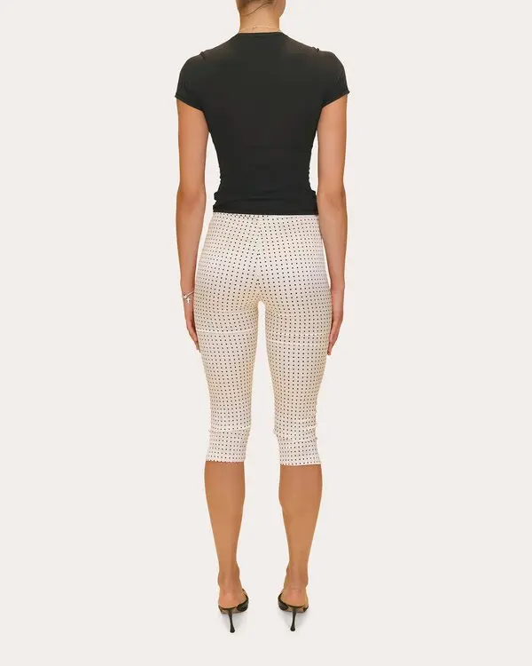Azeeza Shreya Polka Dot Crepe Capri Pants Polyester