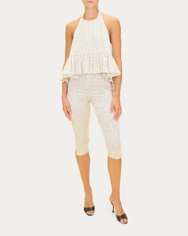 Azeeza Shreya Polka Dot Crepe Capri Pants Polyester