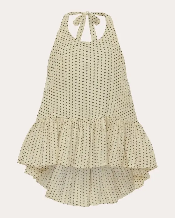 Azeeza Winston Polka Dot Poplin High-low Halter Top Cotton - Multicolor