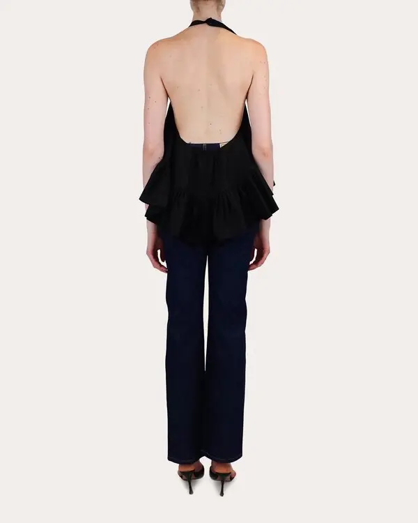 Azeeza Winston Poplin High-low Halter Top