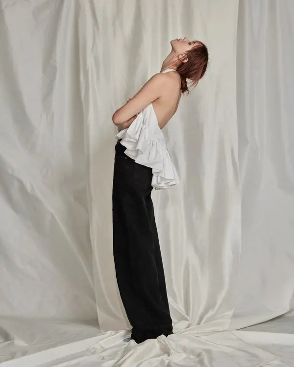 Azeeza Winston Poplin High-low Halter Top
