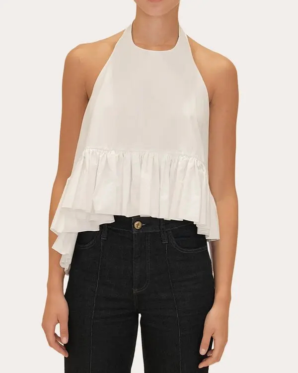 Azeeza Winston Poplin High-low Halter Top