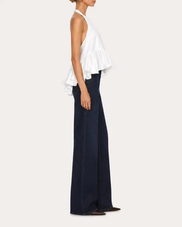 Azeeza Winston Poplin High-low Halter Top - White