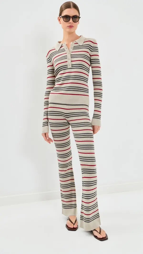 THE ELDER STATESMAN Striped Ribbed Knit Polo