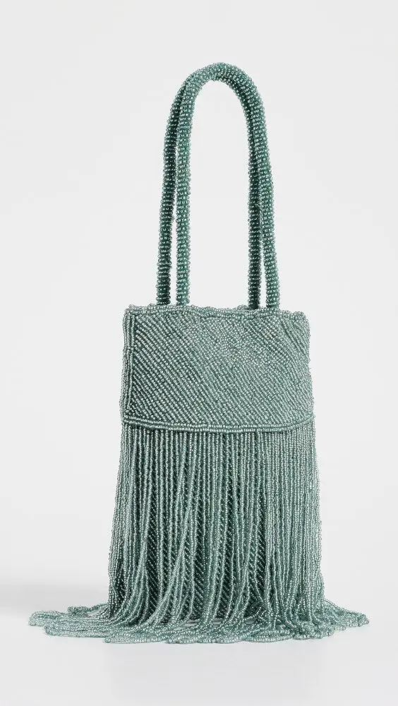 REFORMATION Valentina Mini Beaded Hand Bag With Fringe
