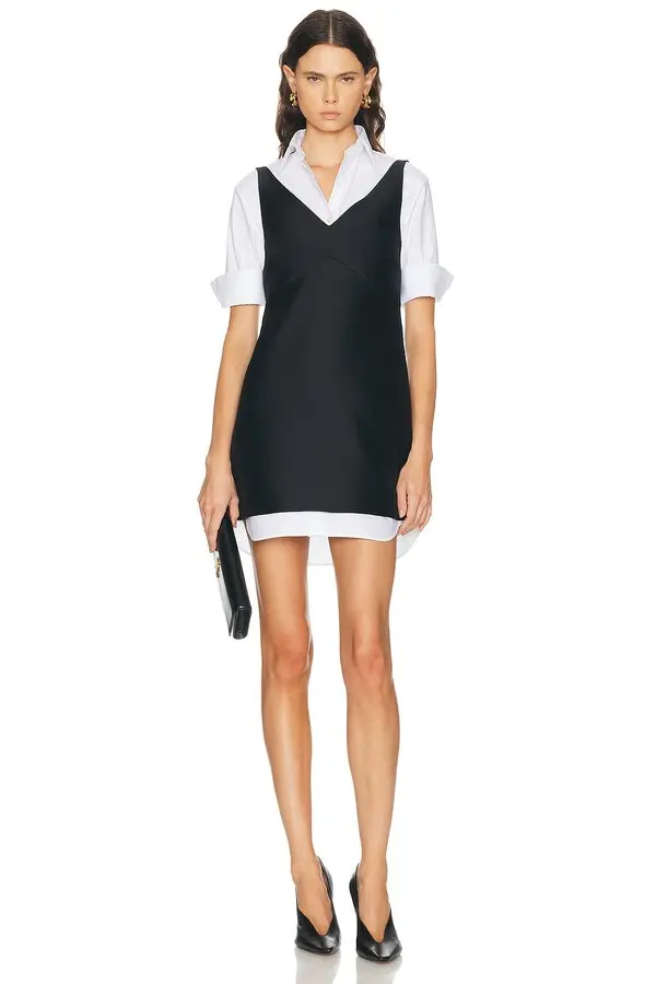 Balenciaga Shirt Dress In & White - Black