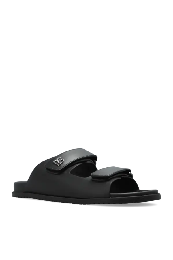 Dolce & Gabbana Leather Slides With Logo