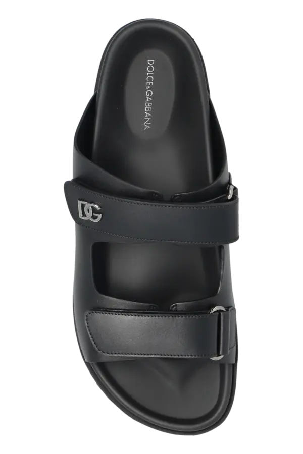 Dolce & Gabbana Leather Slides With Logo