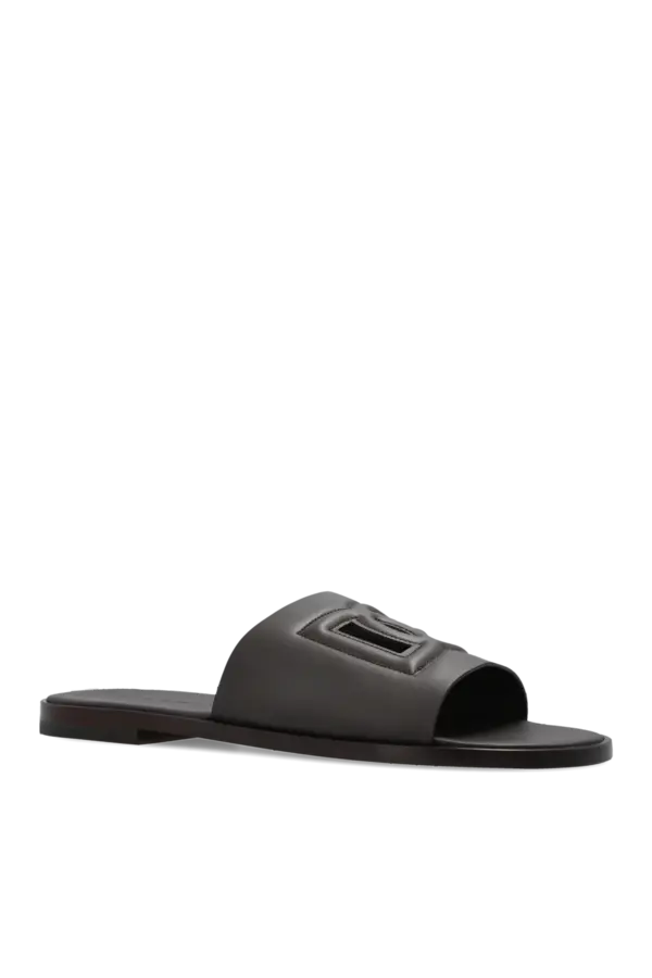 Dolce & Gabbana Leather Slides With Logo