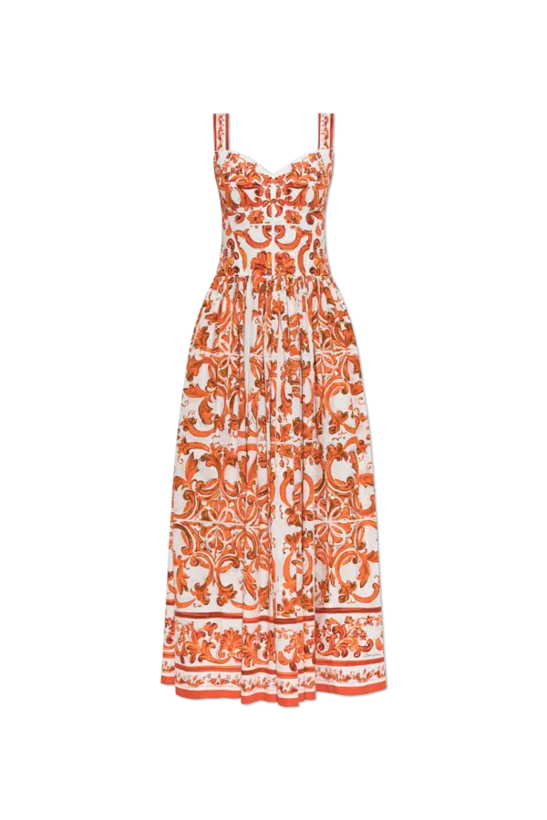 Dolce & Gabbana Dress With 'maiolica' Print - Orange