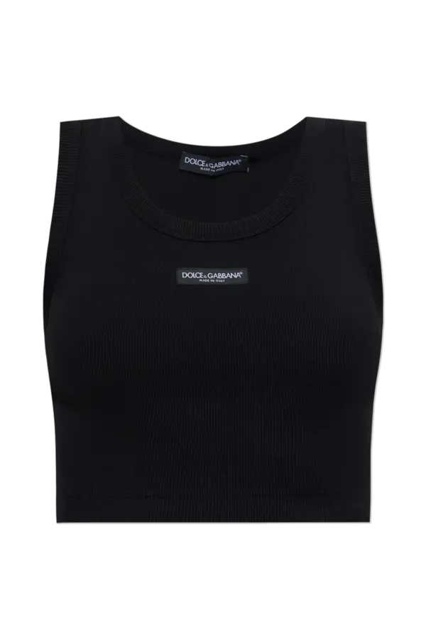 Dolce & Gabbana Short Ribbed Sleeveless Top - Black