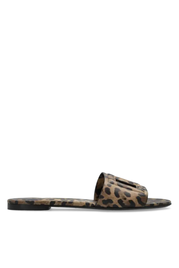 Dolce & Gabbana Leather Slides With Animal Print