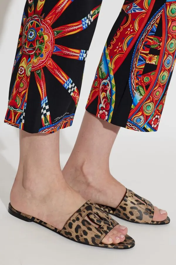 Dolce & Gabbana Leather Slides With Animal Print