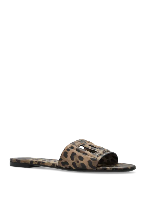 Dolce & Gabbana Leather Slides With Animal Print
