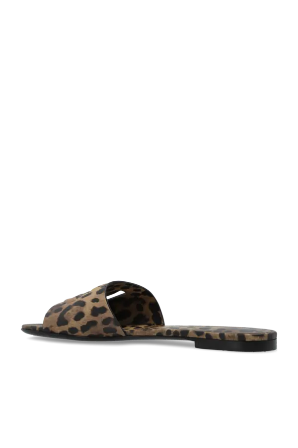 Dolce & Gabbana Leather Slides With Animal Print