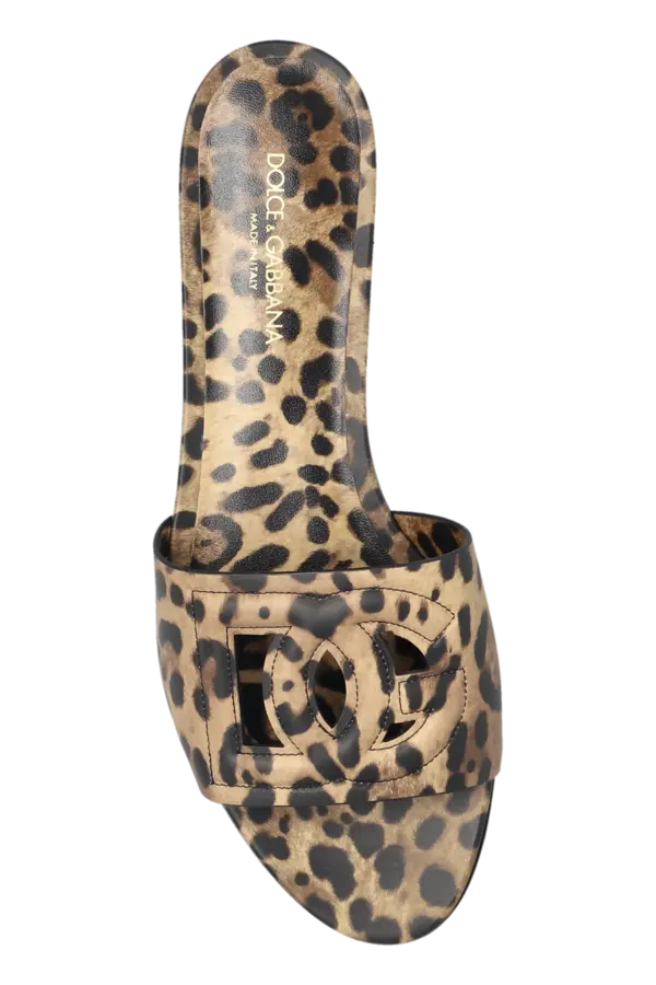 Dolce & Gabbana Leather Slides With Animal Print