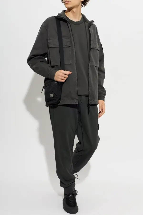 Stone Island Crewneck Sweatshirt With Sleeve Patch - Grey