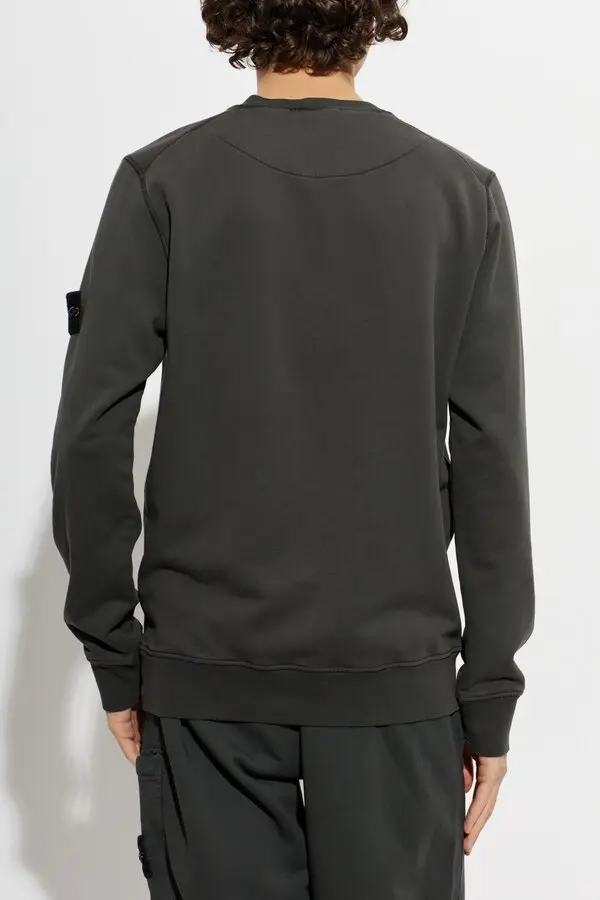 Stone Island Crewneck Sweatshirt With Sleeve Patch - Grey
