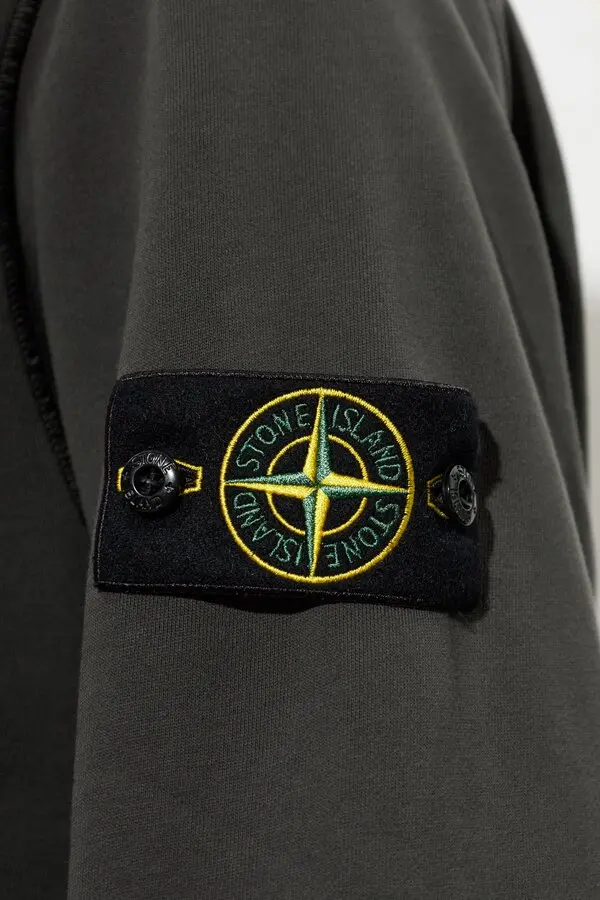 Stone Island Crewneck Sweatshirt With Sleeve Patch - Grey