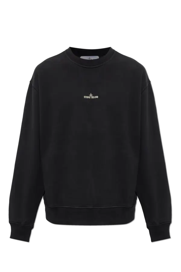 Stone Island Sweatshirt With Printed Logo - Black