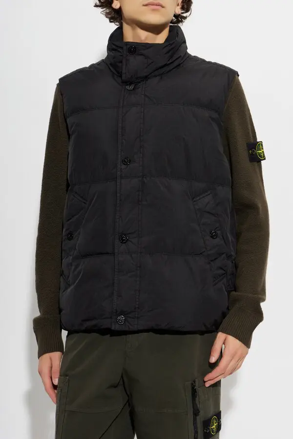 Stone Island Quilted Vest With Stand-up Collar