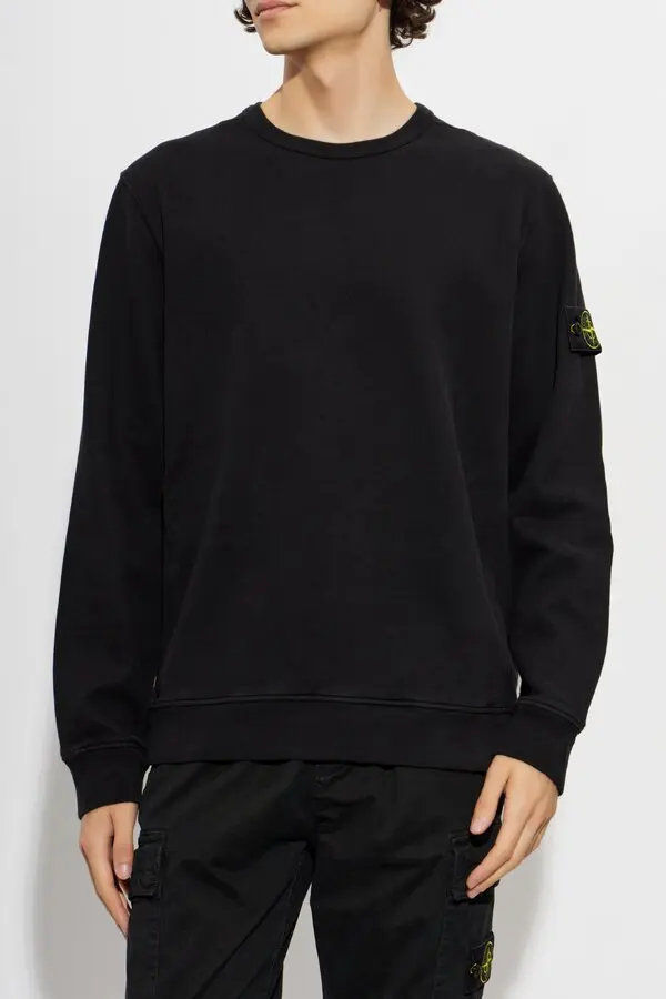 Stone Island Sweatshirt With Logo Patch - Black