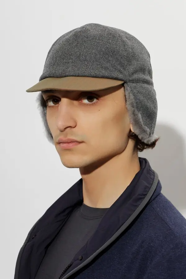 Sease Wool Aviator Cap With Faux Fur Lining