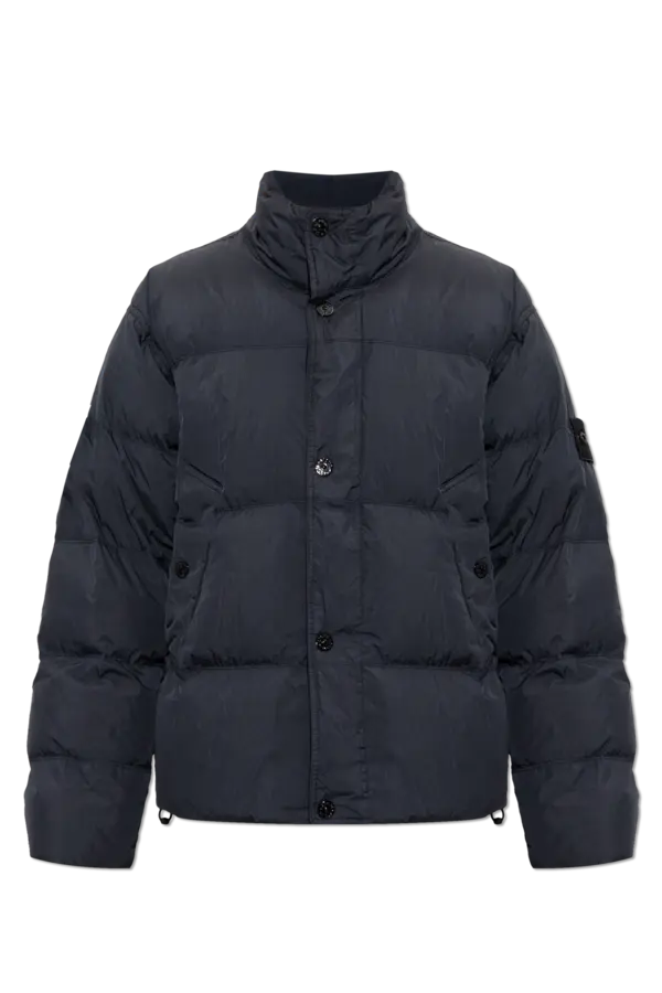 Stone Island Down Jacket With Stand-up Collar - Navy Blue