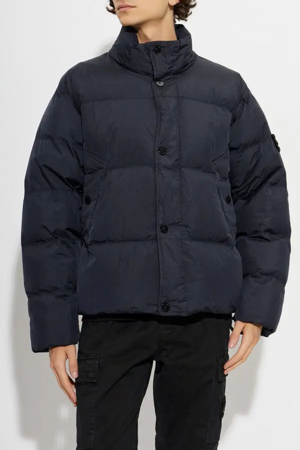 Stone Island Stand-up Collar Down Jacket - Navy Blue