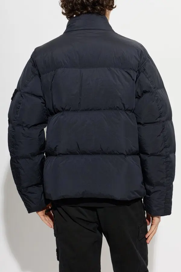 Stone Island Stand-up Collar Down Jacket - Navy Blue