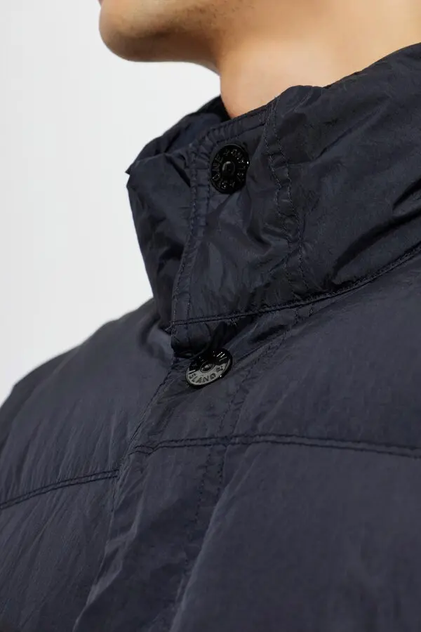 Stone Island Stand-up Collar Down Jacket - Navy Blue
