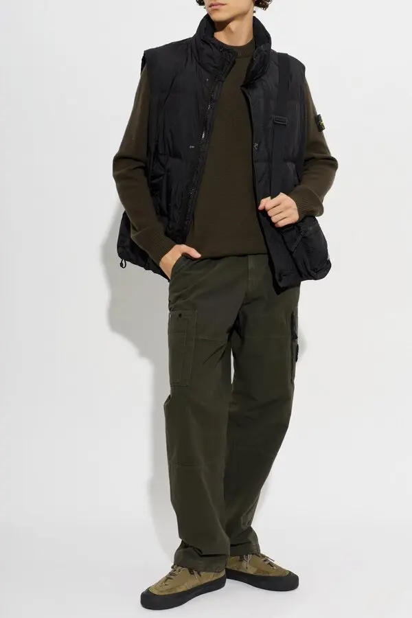 Stone Island Wool Sweater With Patch On Sleeve - Brown