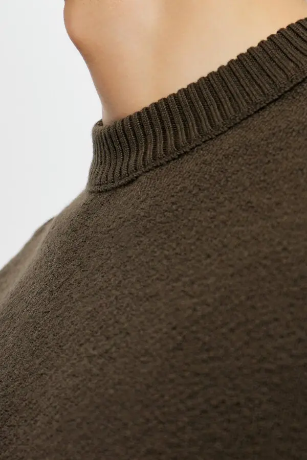Stone Island Wool Sweater With Patch On Sleeve - Brown