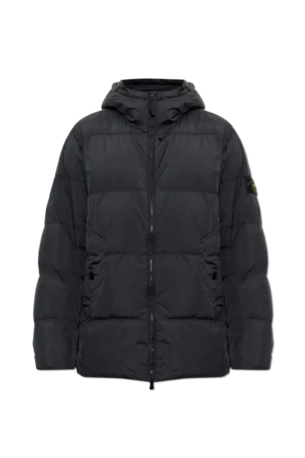 Stone Island Down Jacket With Hood - Navy Blue