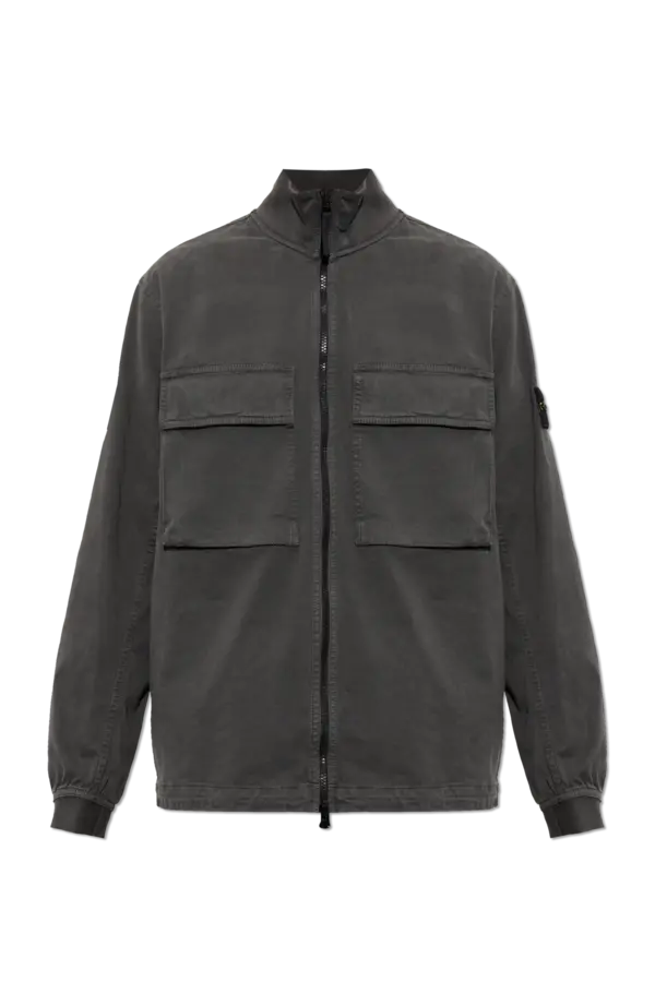 Stone Island Jacket With A Stand-up Collar - Grey