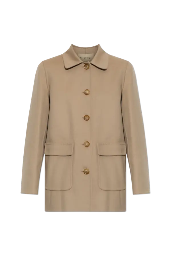 Valentino Garavani Wool Jacket With Pockets - Beige