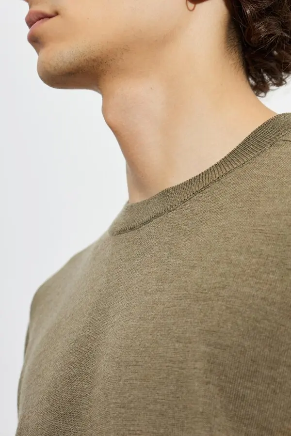 Stone Island Wool Sweater With Sleeve Patch - Green